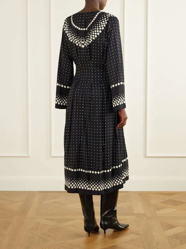 Sea Elly Polka-dot Print Crepe Midi Dress