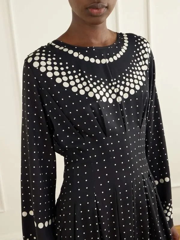 Sea Elly Polka-dot Print Crepe Midi Dress
