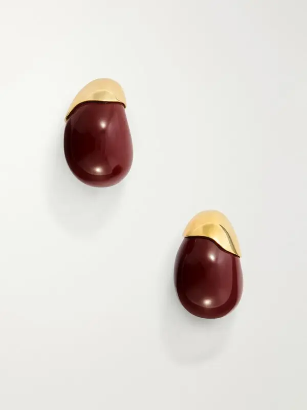 LIZZIE FORTUNATO Gold-plated Enamel Earrings - Brown