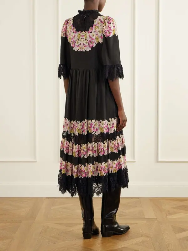 Sea Persephone Floral-print Cotton-blend Midi Dress