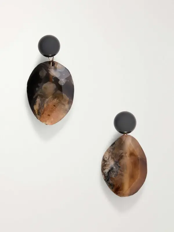 Completedworks Time Will Say Nothing But "i Told You So" Silver-plated Agate Earrings - Black