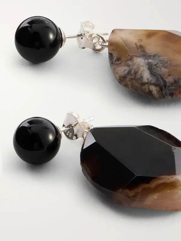 Completedworks Time Will Say Nothing But "i Told You So" Silver-plated Agate Earrings