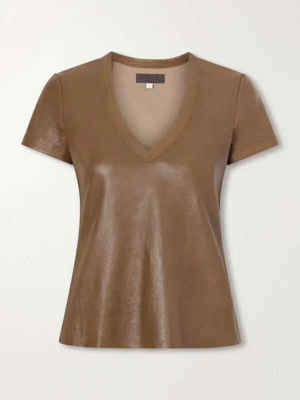 Stouls Gigi Leather T-shirt - Brown