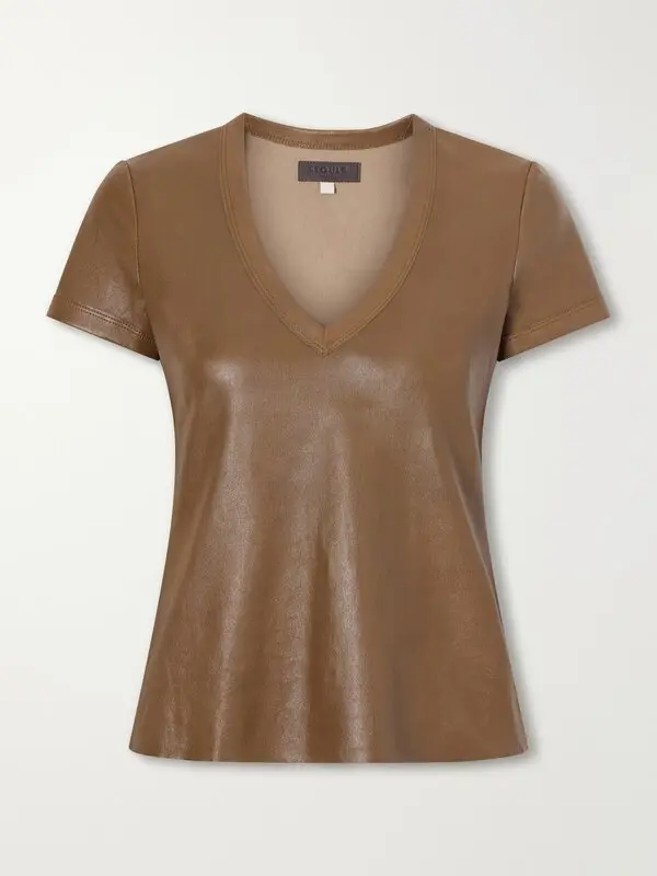 Stouls Gigi Leather T-shirt - Brown