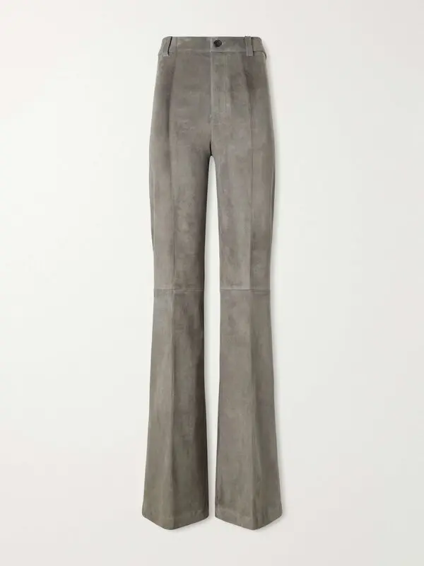 Stouls Lizzy Suede Wide-leg Pants - Dark Gray