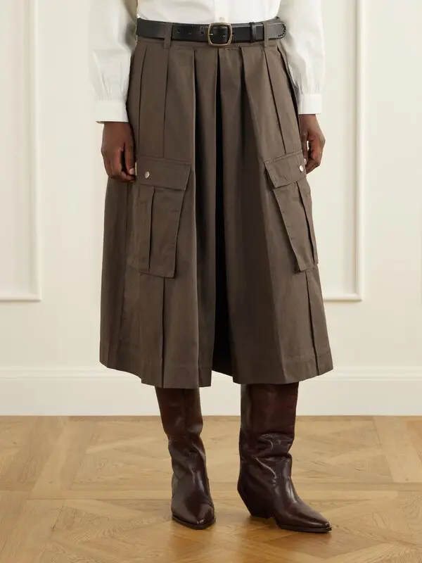 Sea Tristan Mid-rise Pleated Cotton-poplin Wide-leg Pants