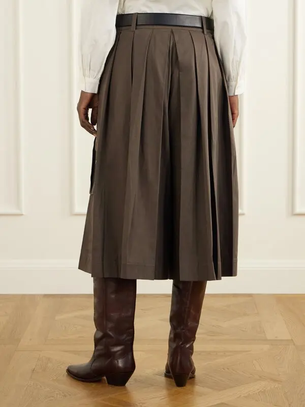 Sea Tristan Mid-rise Pleated Cotton-poplin Wide-leg Pants