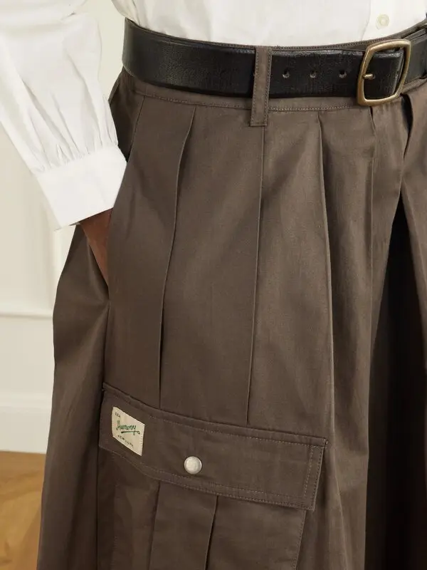 Sea Tristan Mid-rise Pleated Cotton-poplin Wide-leg Pants
