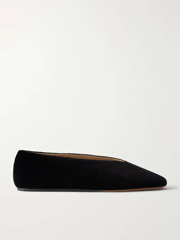 Le Monde Beryl Olympia Cotton-velvet Flats - Black