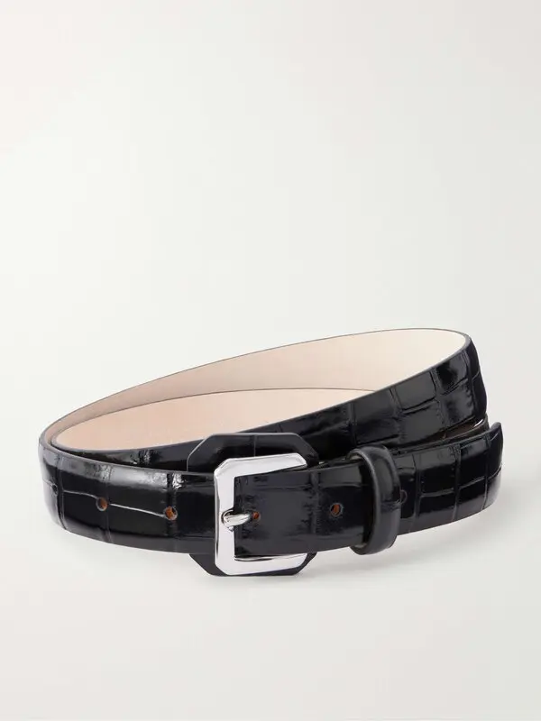DEHANCHE Nini Embossed Leather Belt - Black