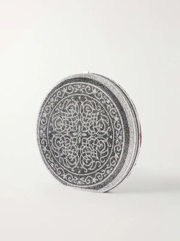 Judith Leiber Seacuterie Crystal-embellished Silver-tone Clutch