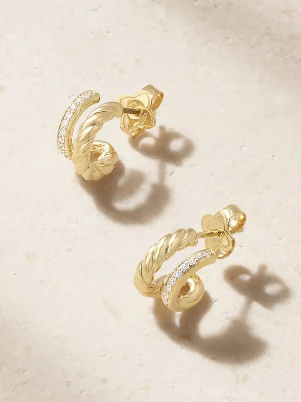 David Yurman Dy Mercer® 18-karat Diamond Hoop Earrings - Gold