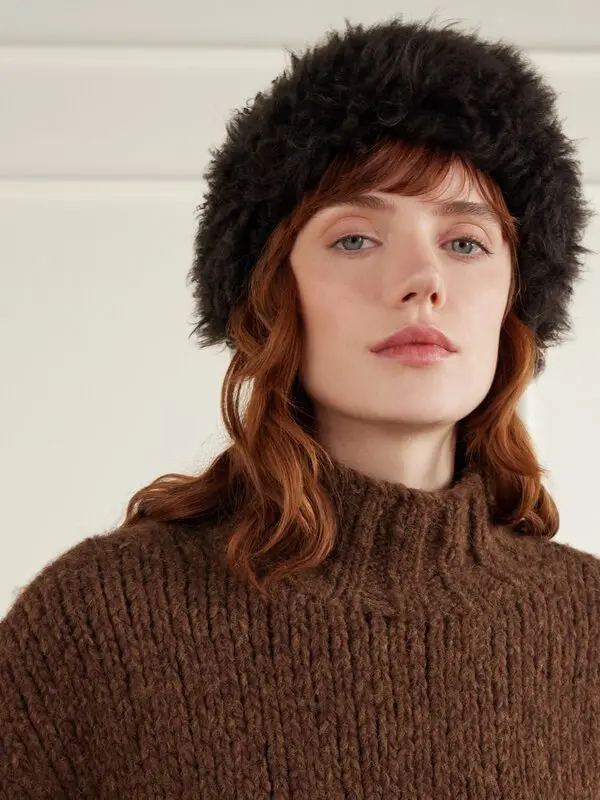 YVES SALOMON Shearling Headband - Brown