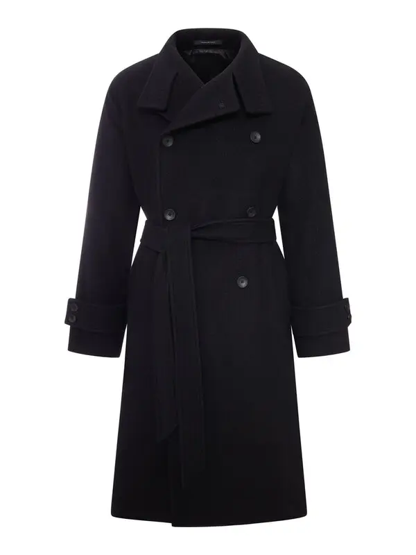 Tagliatore Double-breasted Cloth Coat With Belt