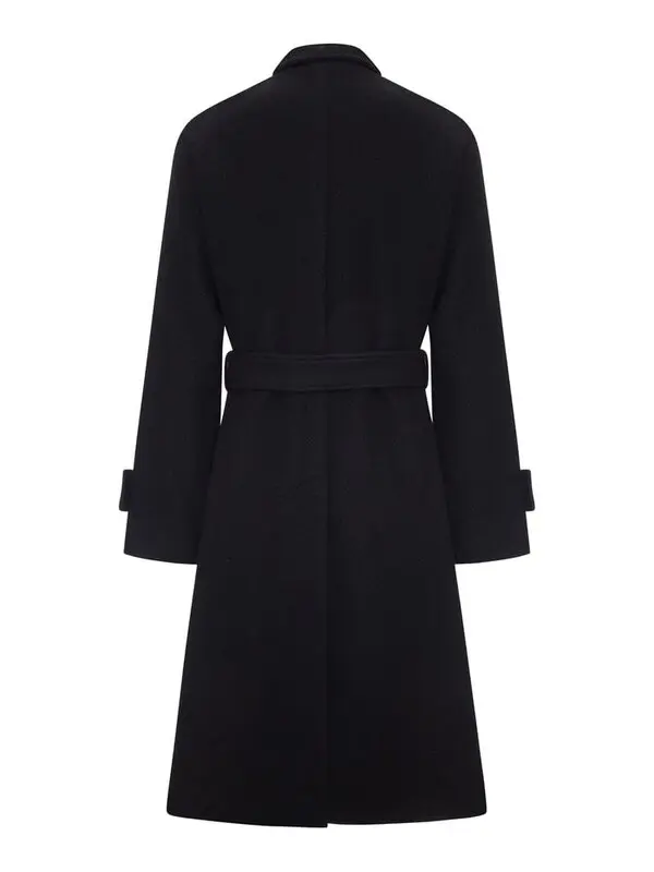 Tagliatore Double-breasted Cloth Coat With Belt - Black