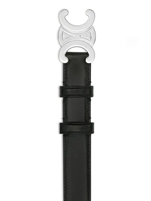 Celine Medium Triomphe Belt In Taurillon Schwarz Leather