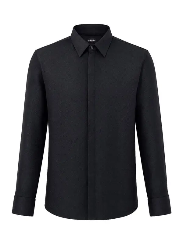 Giorgio Armani Giorgio`s Hammered Silk Satin Shirt - Black