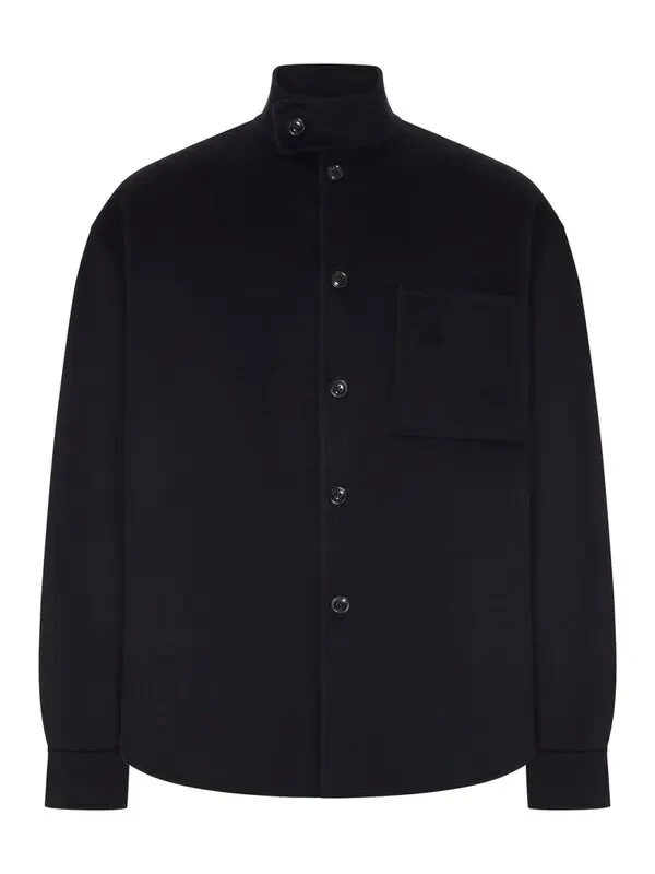 Giorgio Armani Cloth Shirt Jacket With High Collar - Black