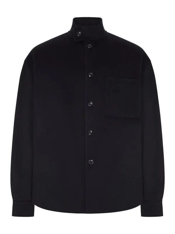 Giorgio Armani Cloth Shirt Jacket With High Collar - Black