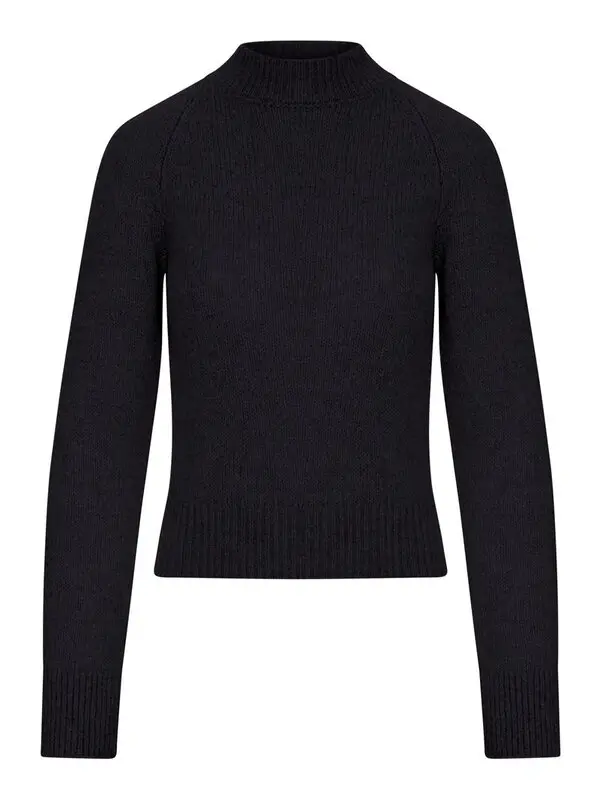 Dries Van Noten Cropped Mohair Sweater With High Neck - Black