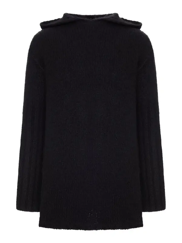 Rick Owens Oversized Hooded Sweater In Cashmere And Silk Blend - Black