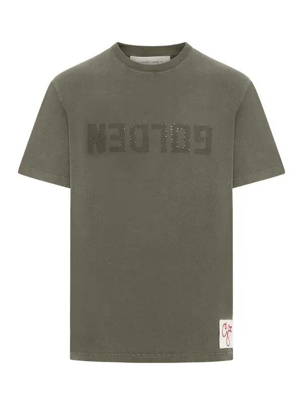 GOLDEN GOOSE Short Sleeve T-shirt With Logo Print - Multicolor