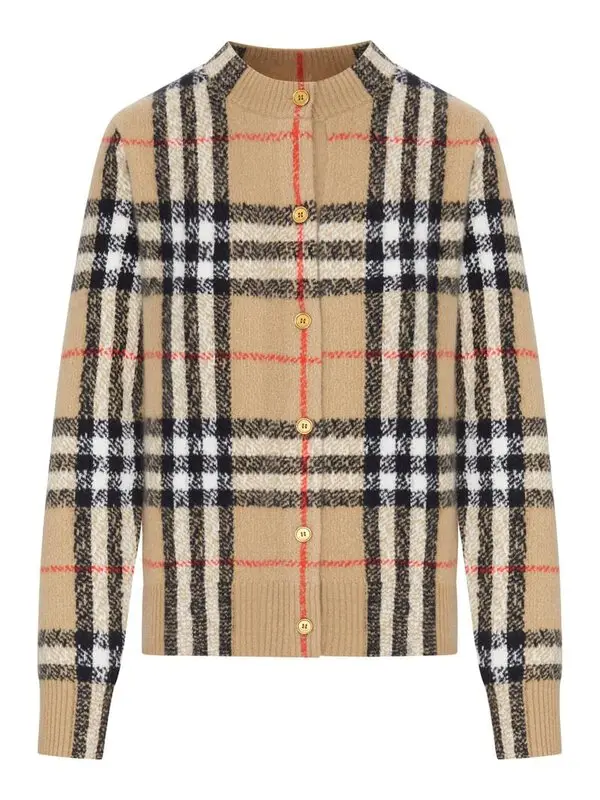 Burberry Check Knit Cardigan With Buttons - Multicolor