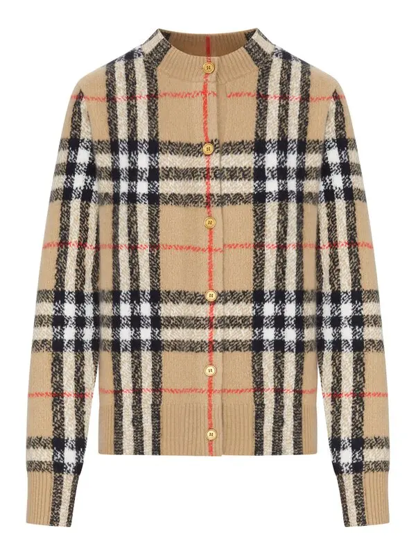 Burberry Check Knit Cardigan With Buttons - Multicolor