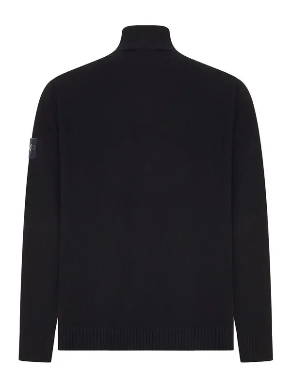 Stone Island Full Zip Wool Sweater - Black