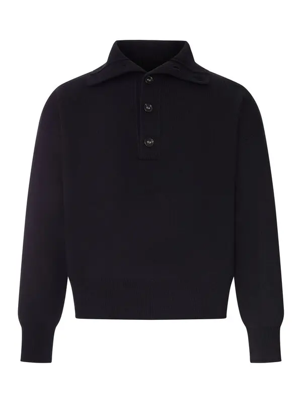 AMI Paris Wool Sweater With Polo Collar
