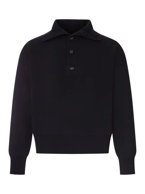 AMI Paris Wool Sweater With Polo Collar