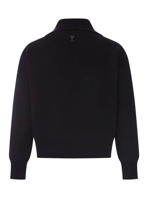 AMI Paris Wool Sweater With Polo Collar