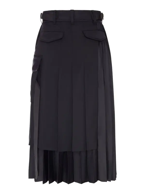 Sacai Pleated Midi Skirt With Cargo Pockets