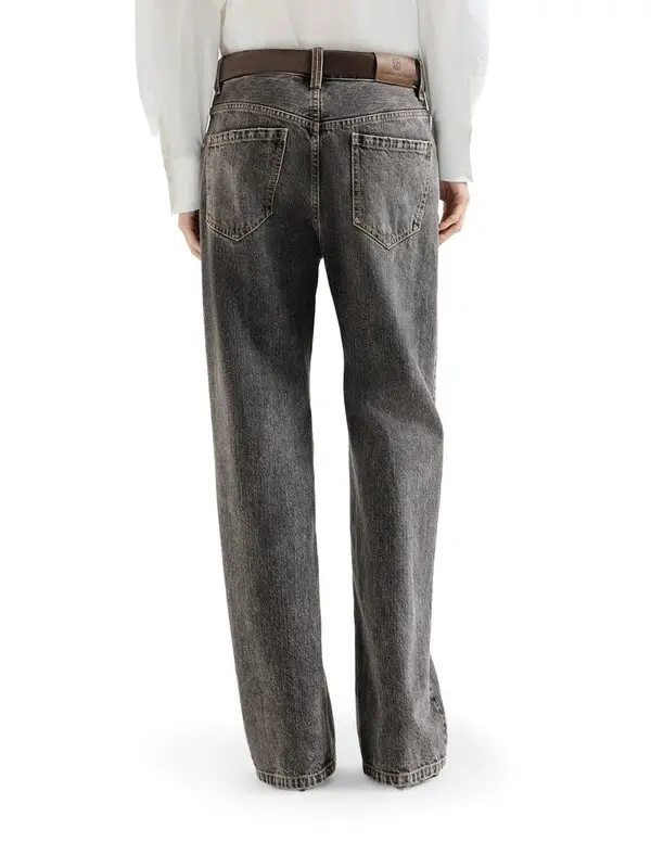 Brunello Cucinelli Authentic Denim Contemporary Loose Pants With Jewelry Pattern