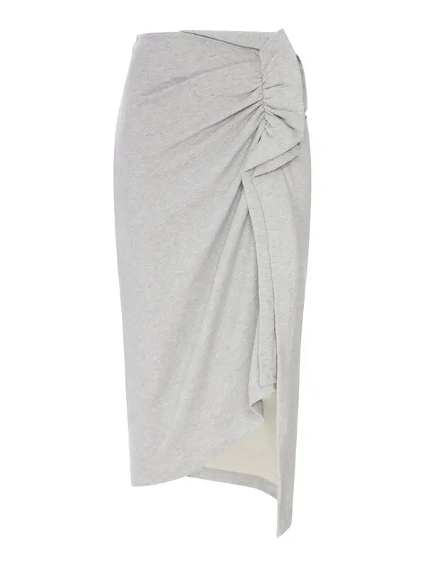 Dries Van Noten Jersey Midi Skirt With Side Draping - Multicolor