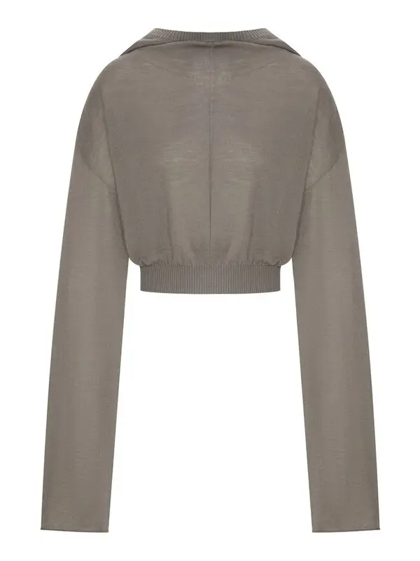 Rick Owens Cropped Knit Sweater With Hood - Multicolor