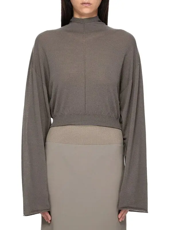 Rick Owens Cropped Knit Sweater With Hood - Multicolor