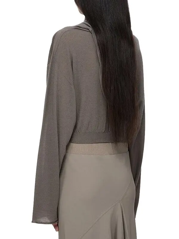 Rick Owens Cropped Knit Sweater With Hood - Multicolor