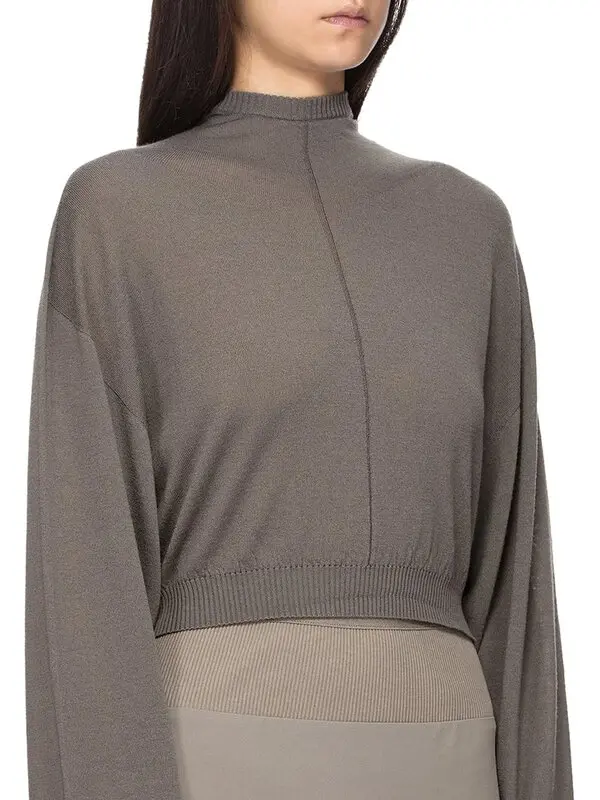 Rick Owens Cropped Knit Sweater With Hood - Multicolor