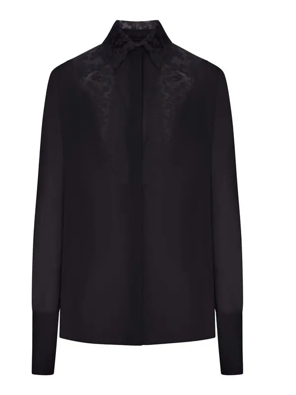 Fendi Georgette Shirt With Lace Inserts - Black