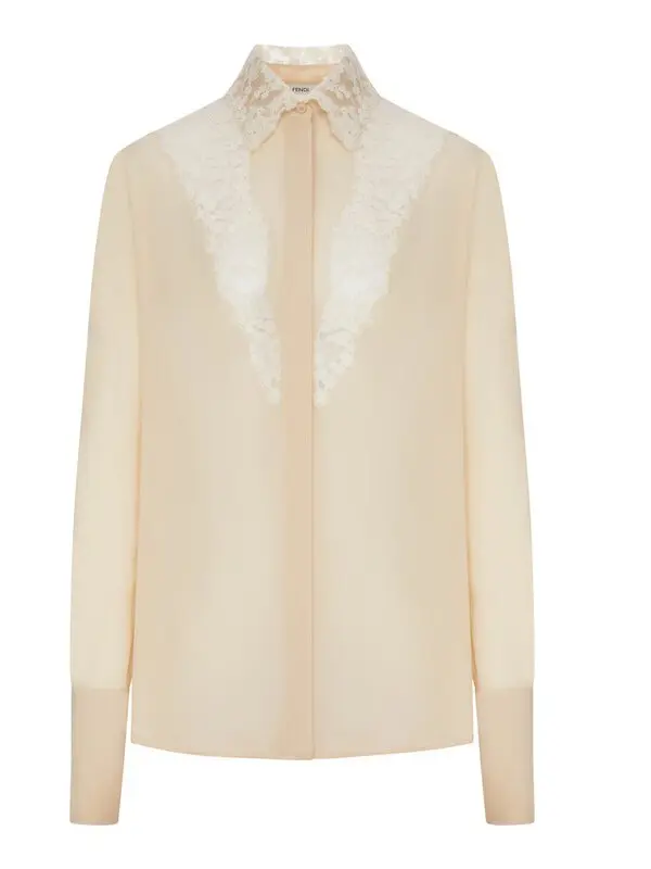 Fendi Georgette Shirt With Lace Inserts - Multicolor