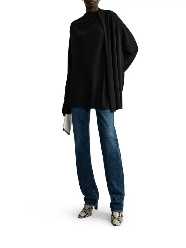 TOTEME Black Silk Scarf With Monogram