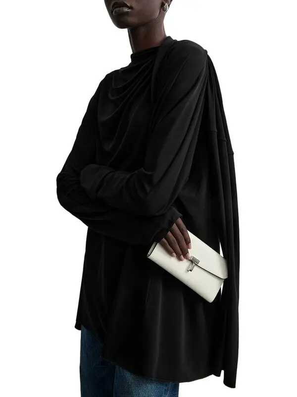 TOTEME Black Silk Scarf With Monogram