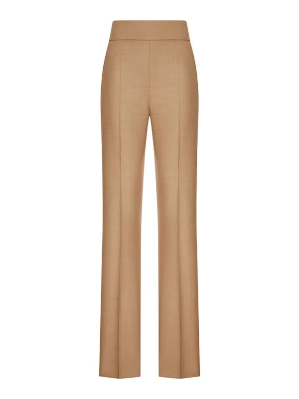 Valentino Garavani Tailored Fabric Trousers With Central Pleat - Brown