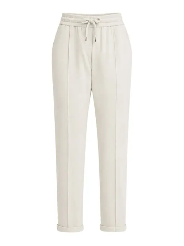 Brunello Cucinelli Lightweight Stretch Cotton Fleece Track Pants With Embellishment - Multicolor