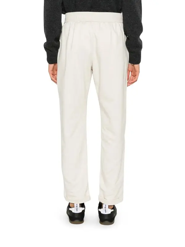 Brunello Cucinelli Lightweight Stretch Cotton Fleece Track Pants With Embellishment - Cream