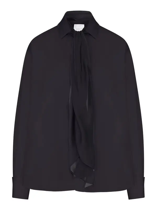 Sacai Cotton Shirt With Scarf - Black