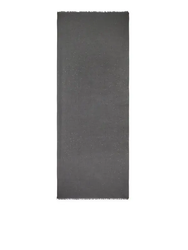 Brunello Cucinelli Cashmere And Silk Scarf With Sequins - Gray