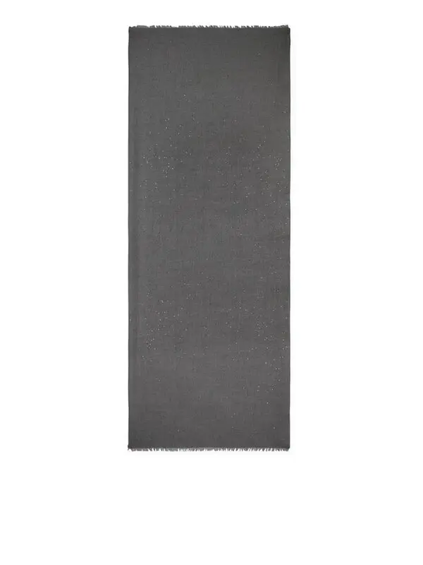 Brunello Cucinelli Cashmere And Silk Scarf With Sequins - Gray