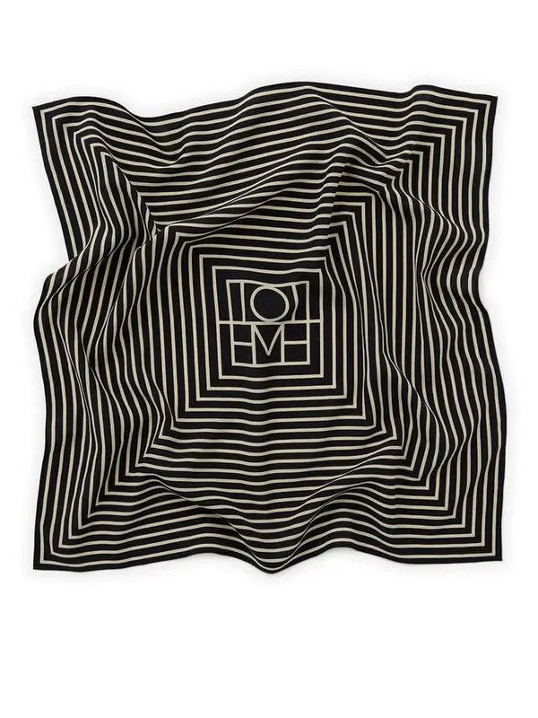 TOTEME Silk Scarf With Monogram Detail - Black